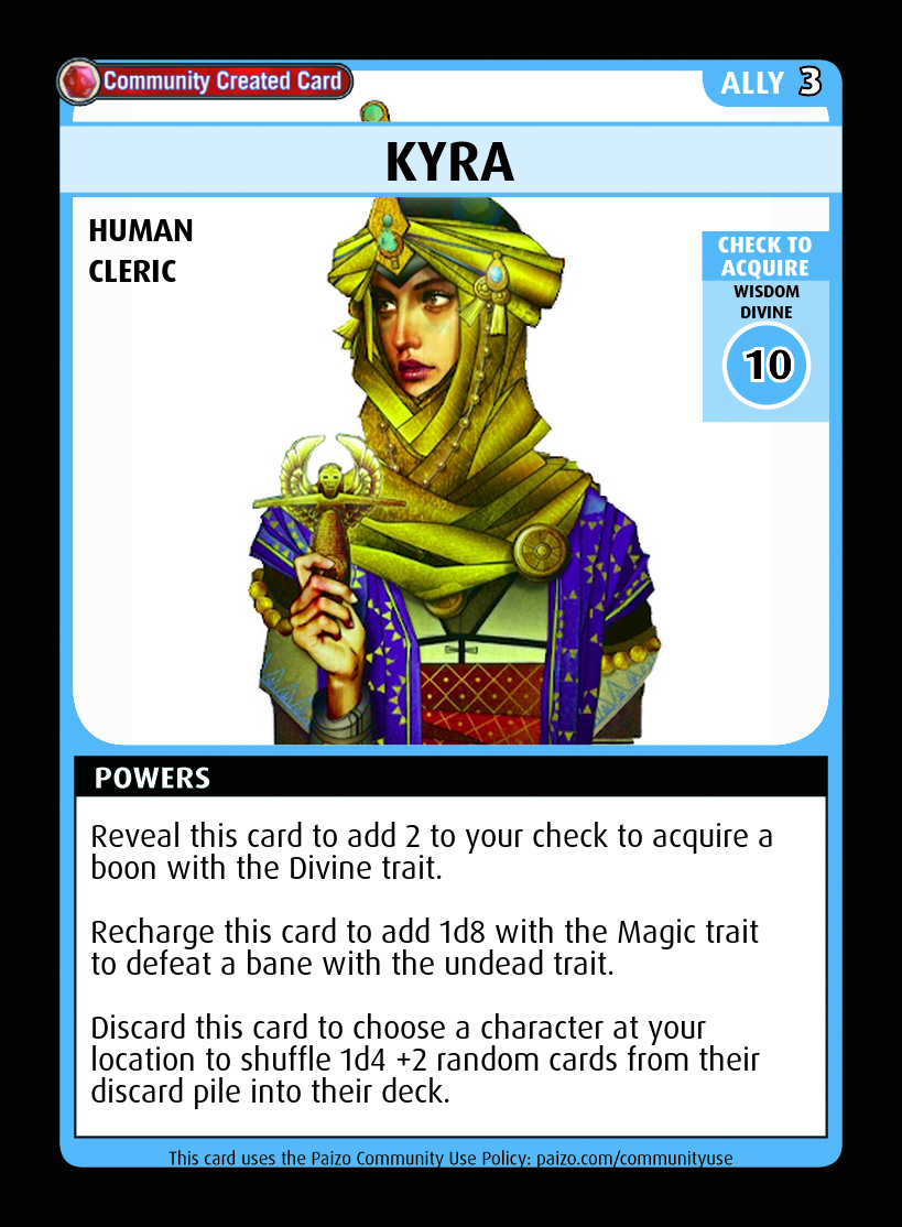 Kyra - Custom Card - Paizo | Pathfinder Adventure Card Game Community ...