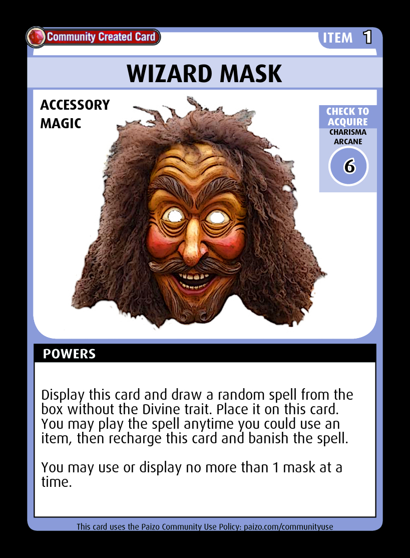 Wizard Mask - Custom Card - Paizo | Pathfinder Adventure Card Game ...