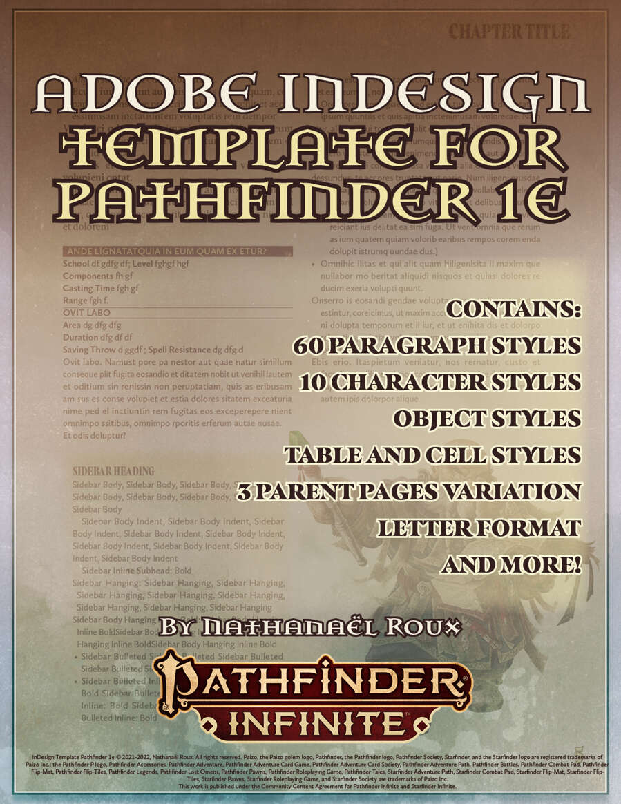 Adobe InDesign Template for Pathfinder 1e - Paizo | Pathfinder and ...