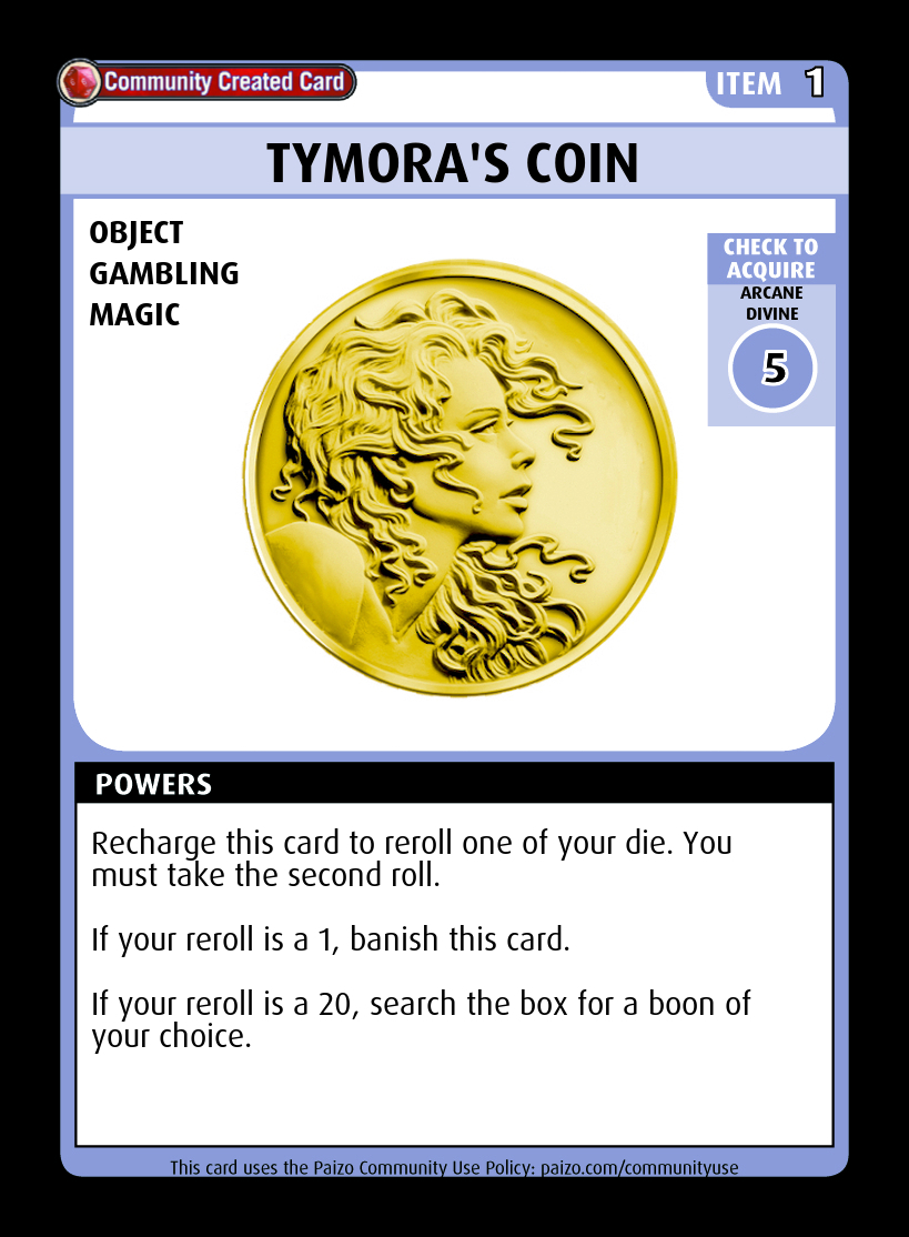 Tymora's Coin - Custom Card - Paizo | Pathfinder Adventure Card Game ...