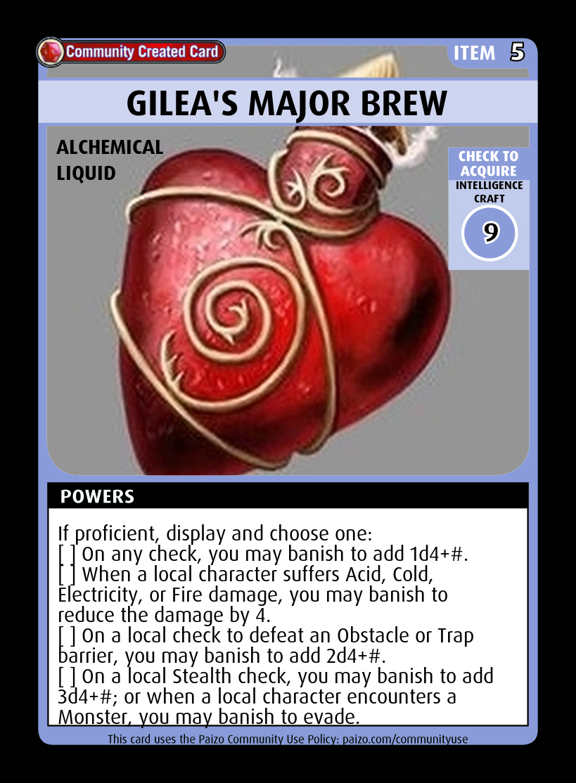 Gilea's Major Brew - Custom Card - Paizo | Pathfinder Adventure Card ...