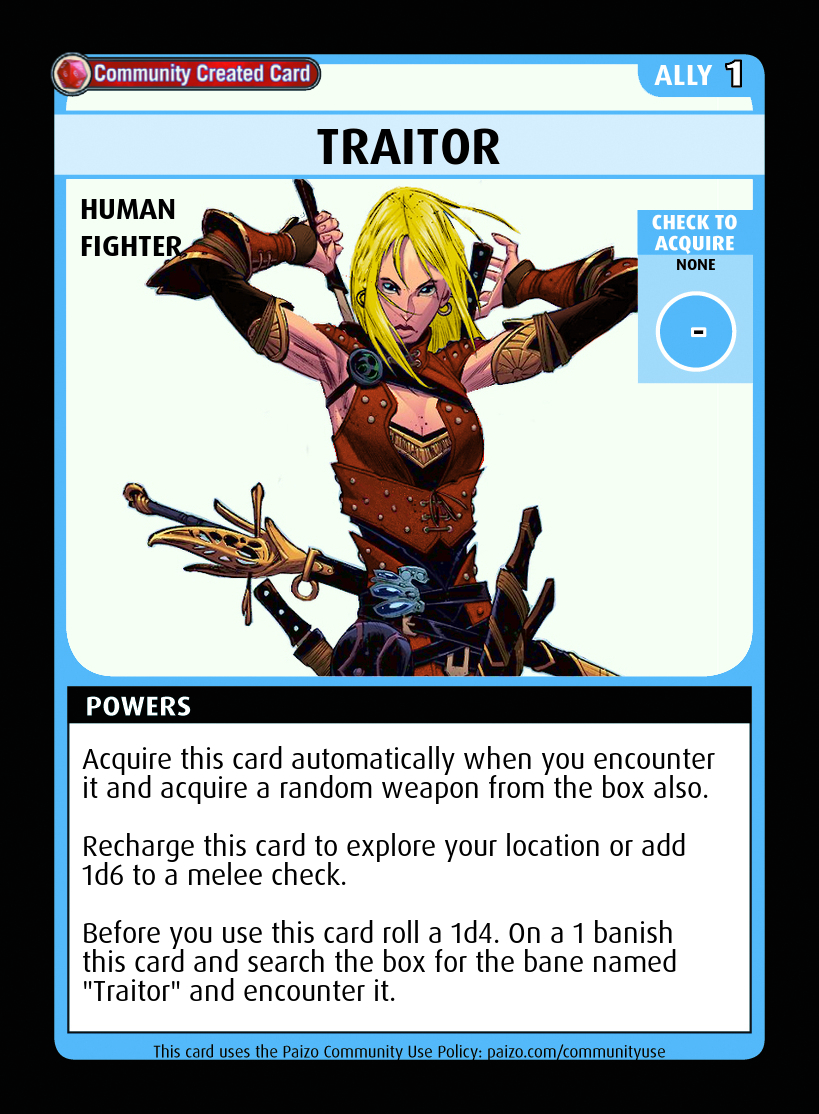 Traitor - Custom Card - Paizo | Pathfinder Adventure Card Game ...