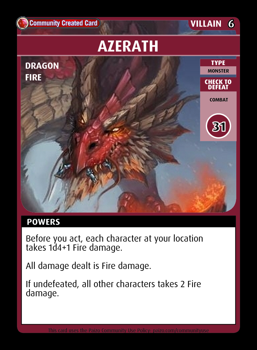 Azerath - Custom Card - Paizo | Pathfinder Adventure Card Game ...