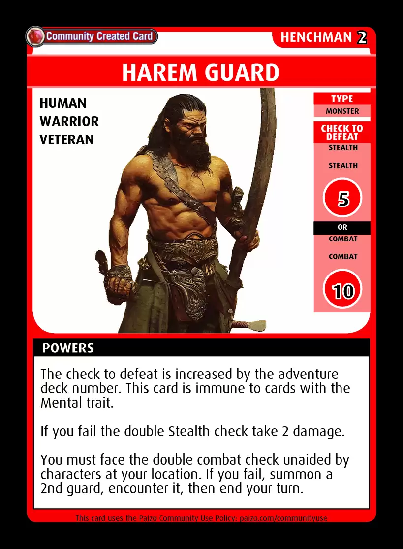 Harem Guard - Custom Card - Paizo | Pathfinder Adventure Card Game ...