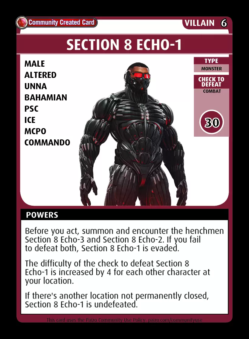 Section 8 Echo-1 - Custom Card - Paizo | Pathfinder Adventure Card Game Community Cards ...