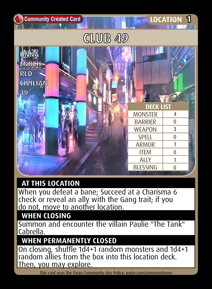 Club 49 - Custom Card - Paizo | Pathfinder Adventure Card Game ...