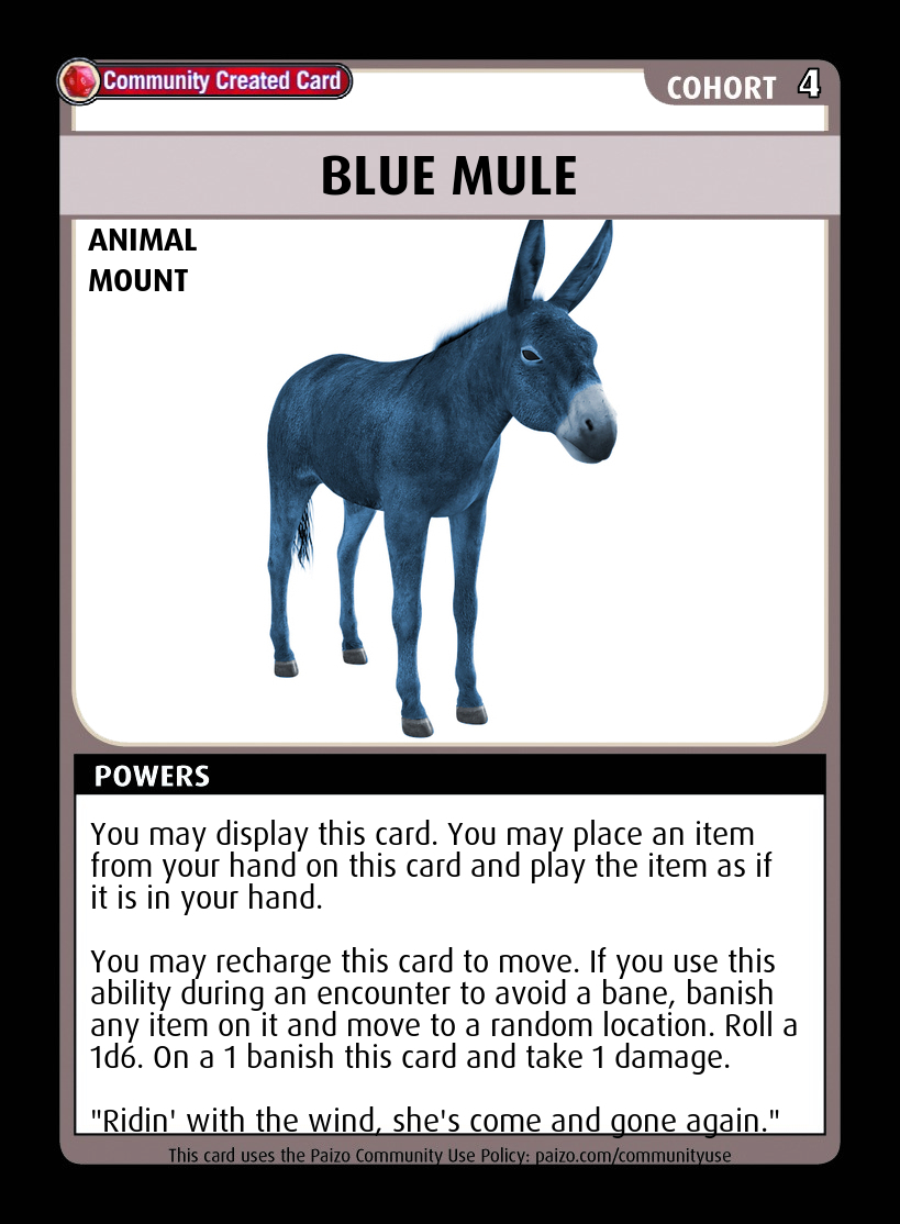 Blue Mule - Custom Card - Paizo | Pathfinder Adventure Card Game ...