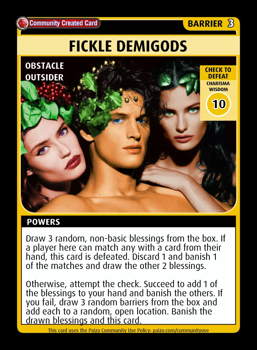 Fickle Demigods - Custom Card - Paizo | Pathfinder Adventure Card Game ...