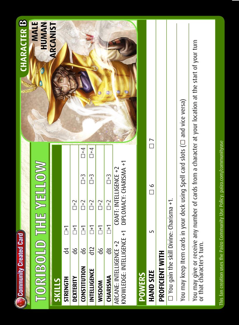 Toribold The Yellow - Custom Card - Paizo | Pathfinder Adventure Card ...