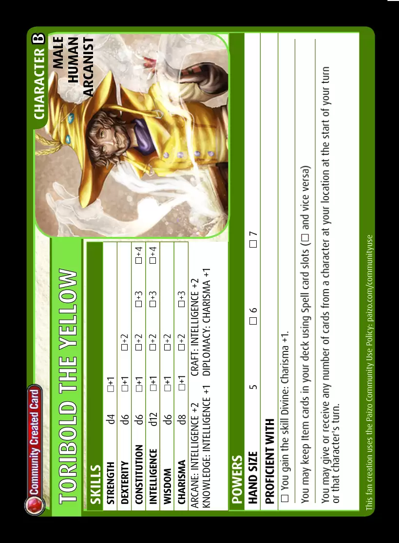Toribold The Yellow - Custom Card - Paizo | Pathfinder Adventure Card ...