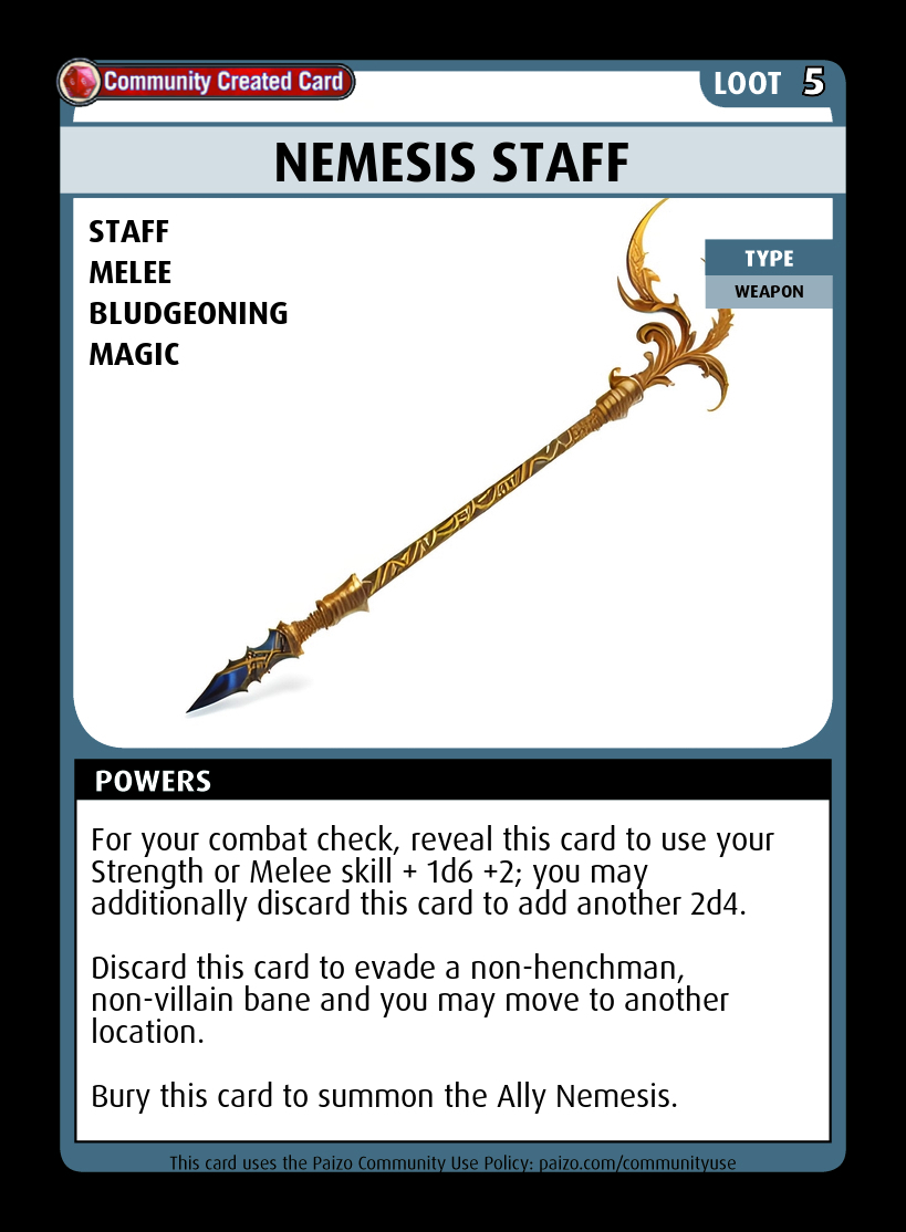 Nemesis Staff - Custom Card - Paizo | Pathfinder Adventure Card Game ...