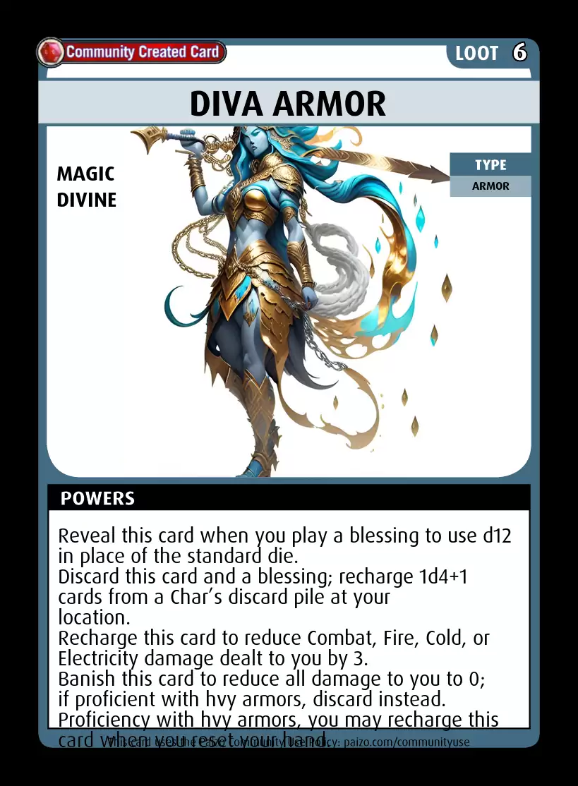 Diva Armor - Custom Card - Paizo | Pathfinder Adventure Card Game ...