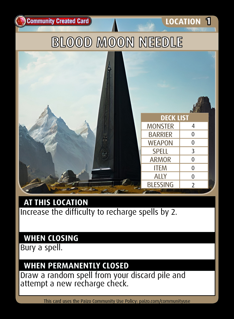 Blood Moon Needle - Custom Card - Paizo | Pathfinder Adventure Card ...
