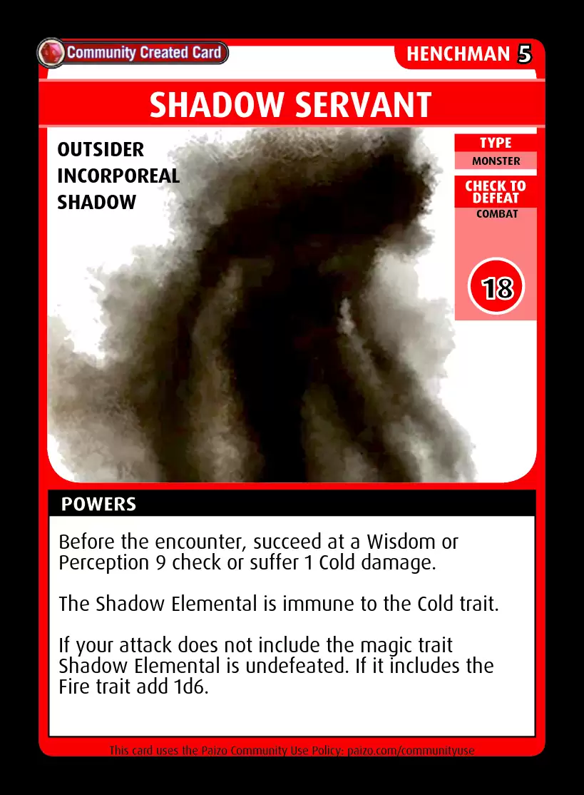 Shadow Servant - Custom Card - Paizo | Pathfinder Adventure Card Game ...