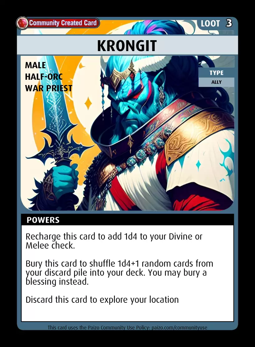 Krongit - Custom Card - Paizo | Pathfinder Adventure Card Game Community Cards | DriveThruRPG
