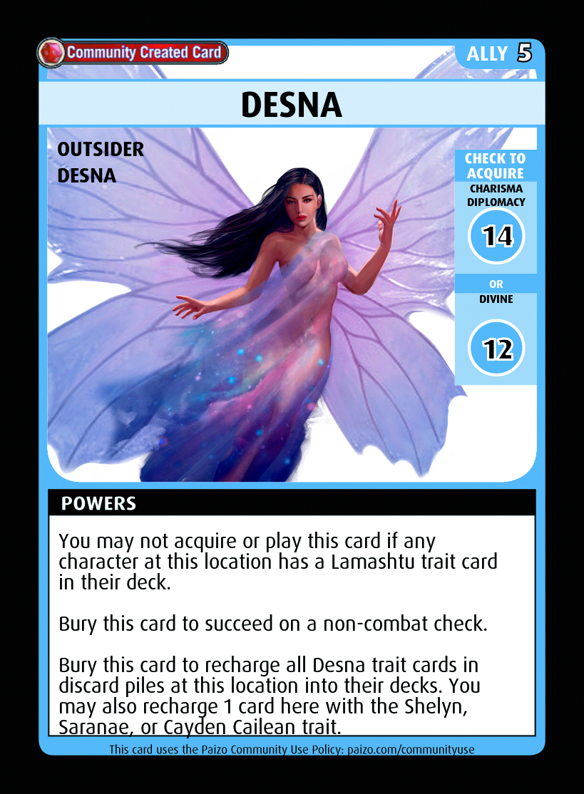 Desna - Custom Card - Paizo | Pathfinder Adventure Card Game Community ...