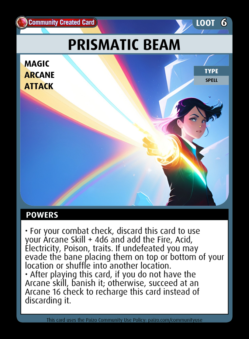 Prismatic Beam - Custom Card - Paizo | Pathfinder Adventure Card Game ...