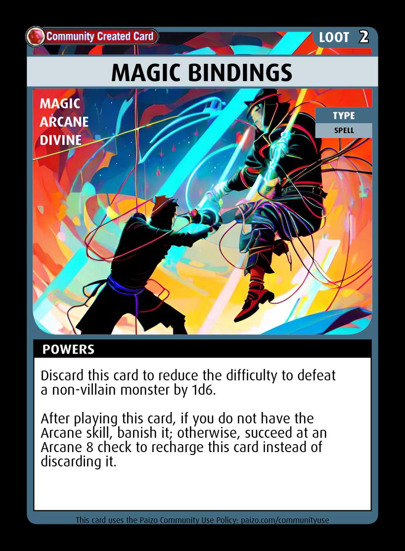 Magic Bindings - Custom Card - Paizo | Pathfinder Adventure Card Game ...