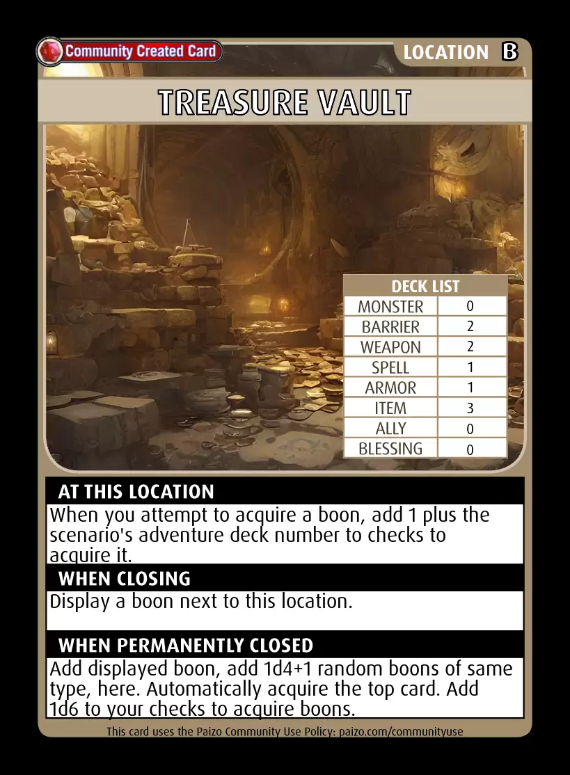 Treasure Vault - Custom Card - Paizo | Pathfinder Adventure Card Game ...