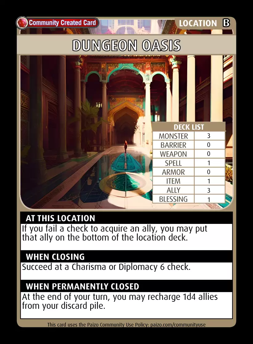 Dungeon Oasis - Custom Card - Paizo | Pathfinder Adventure Card Game ...