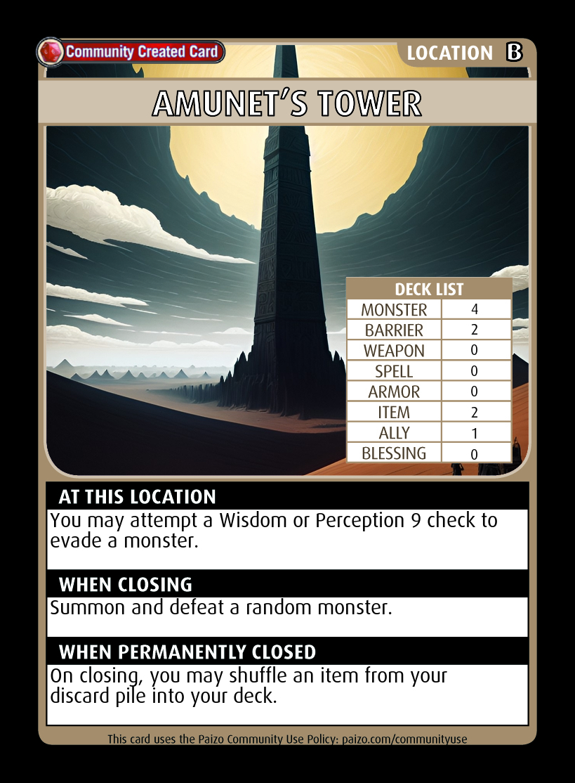 Amunet’s Tower - Custom Card - Paizo | Pathfinder Adventure Card Game Community Cards | DriveThruRPG