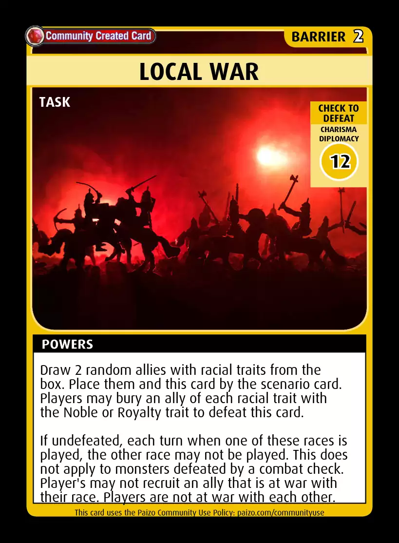 Local War - Custom Card - Paizo | Pathfinder Adventure Card Game ...
