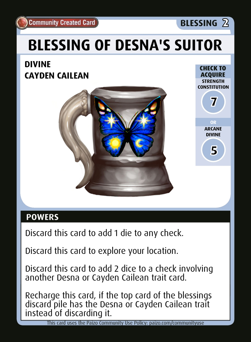 Blessing Of Desna's Suitor - Custom Card - Paizo | Pathfinder Adventure ...