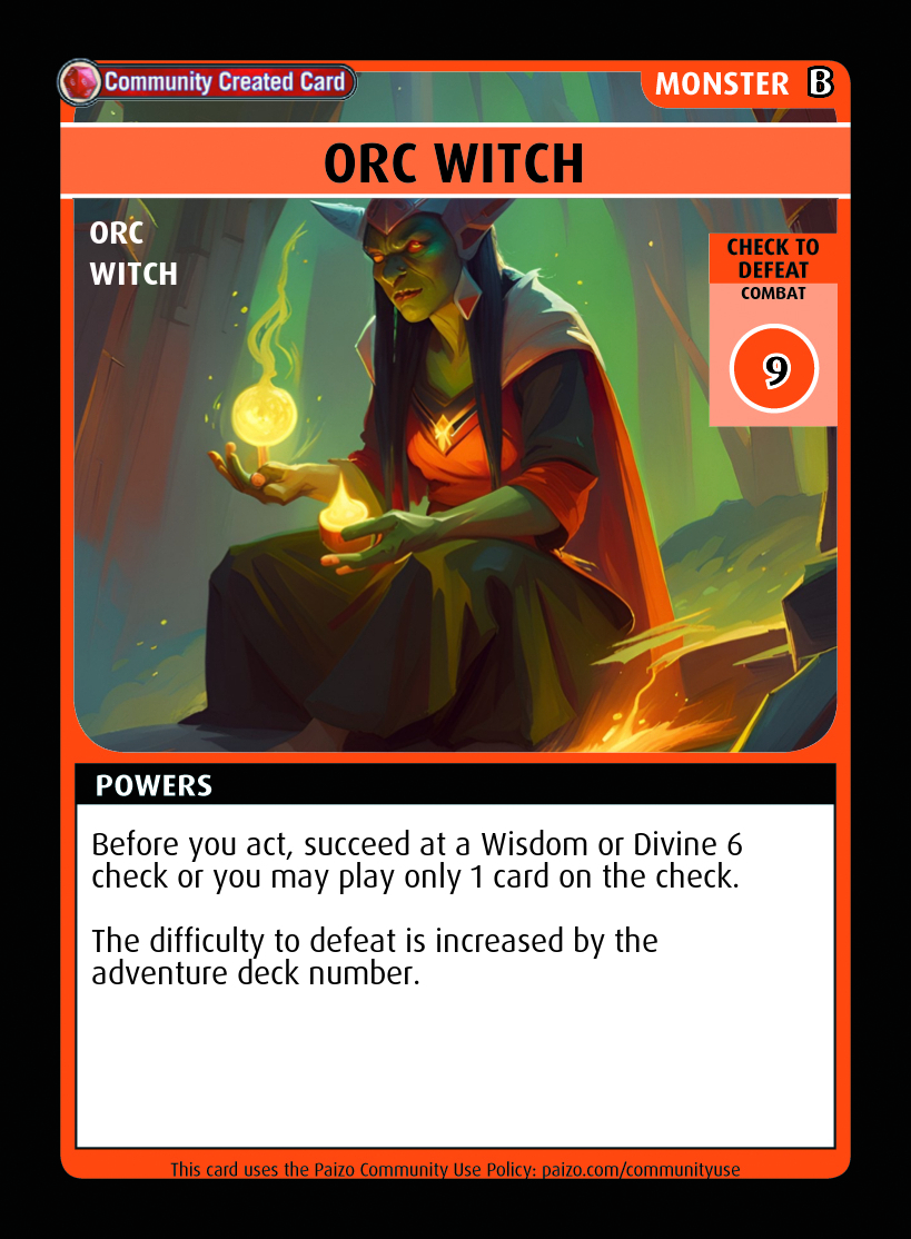 Orc Witch - Custom Card - Paizo | Pathfinder Adventure Card Game ...