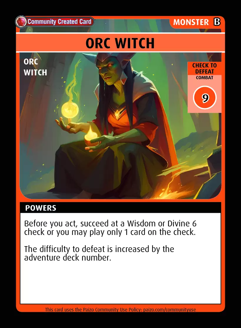 Orc Witch - Custom Card - Paizo | Pathfinder Adventure Card Game Community Cards | DriveThruRPG