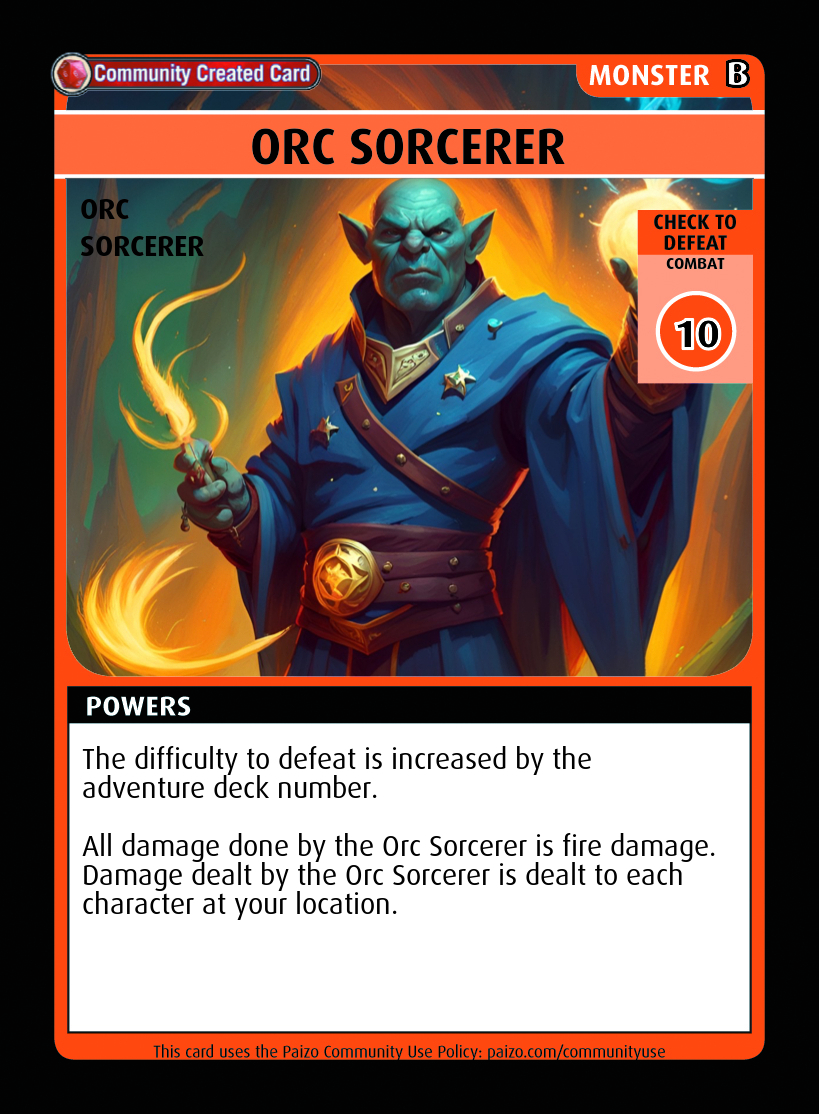 Orc Sorcerer - Custom Card - Paizo | Pathfinder Adventure Card Game ...