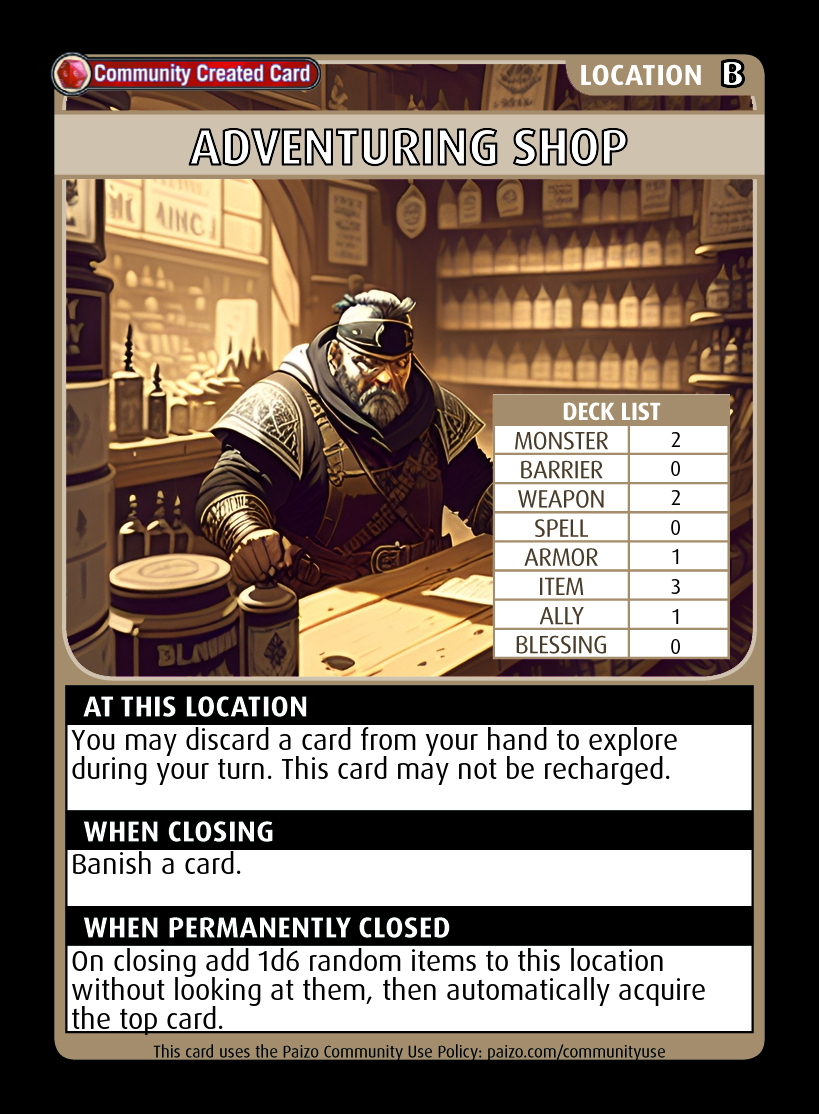 Adventuring Shop - Custom Card - Paizo | Pathfinder Adventure Card Game ...