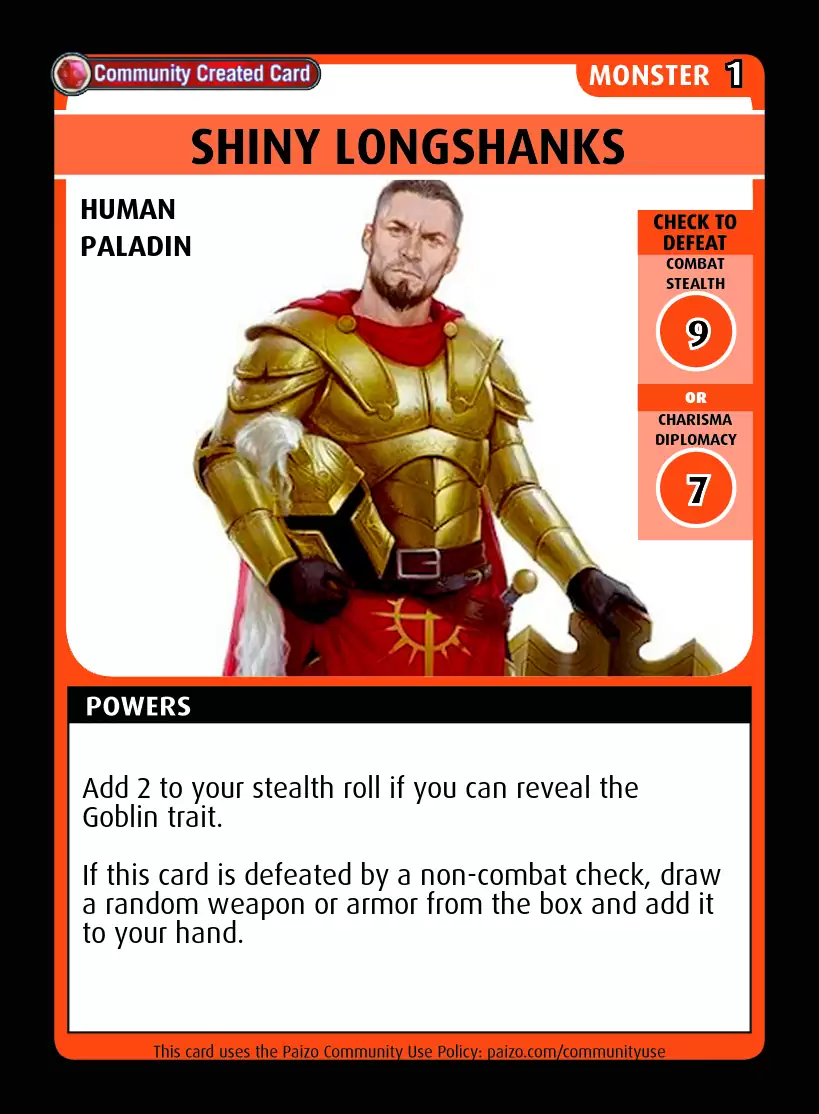 Shiny Longshanks - Custom Card - Paizo | Pathfinder Adventure Card Game Community Cards ...