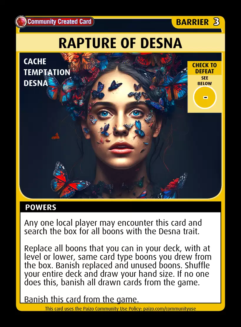 Rapture Of Desna - Custom Card - Paizo | Pathfinder Adventure Card Game ...