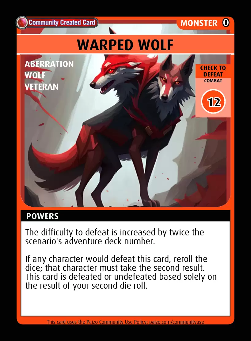 Warped Wolf - Custom Card - Paizo | Pathfinder Adventure Card Game ...