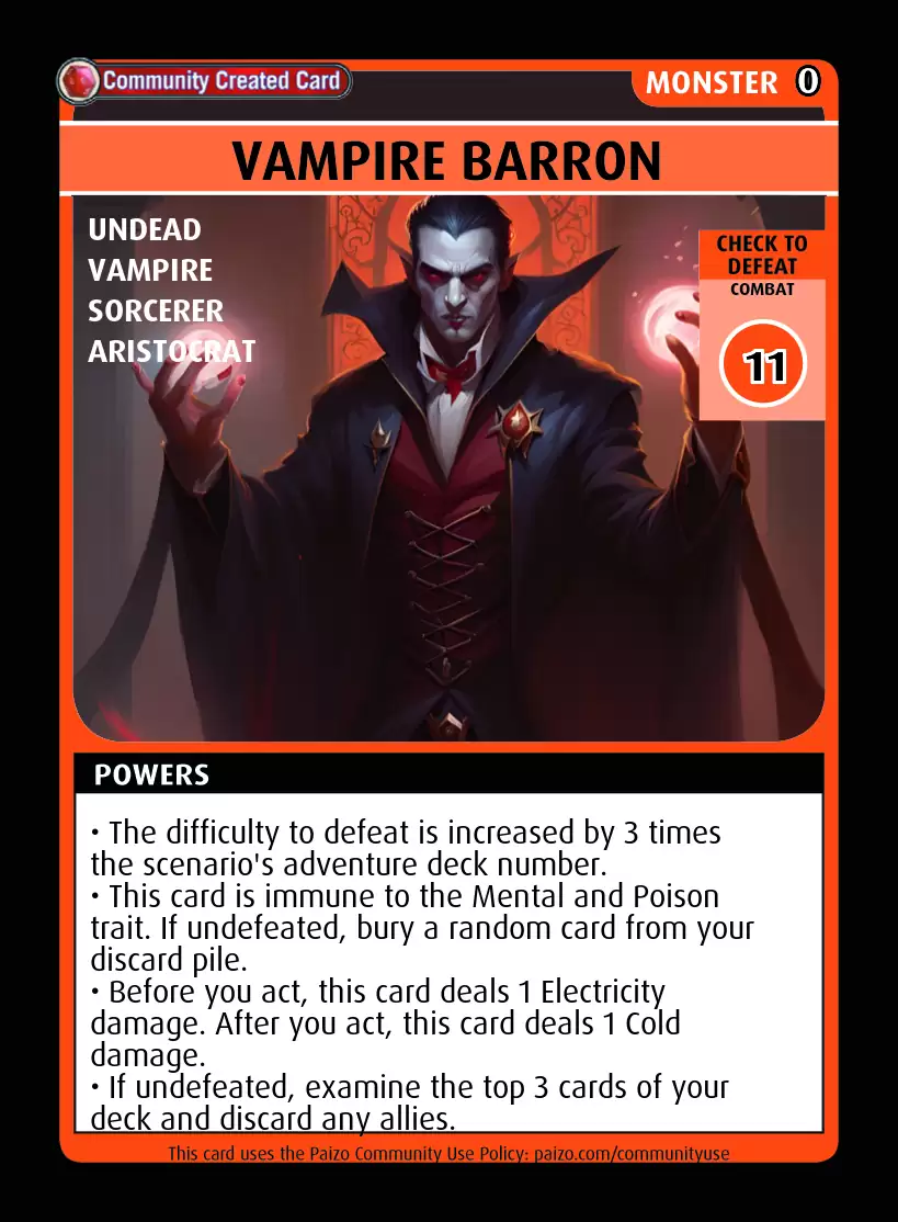 Vampire Barron - Custom Card - Paizo | Pathfinder Adventure Card Game ...