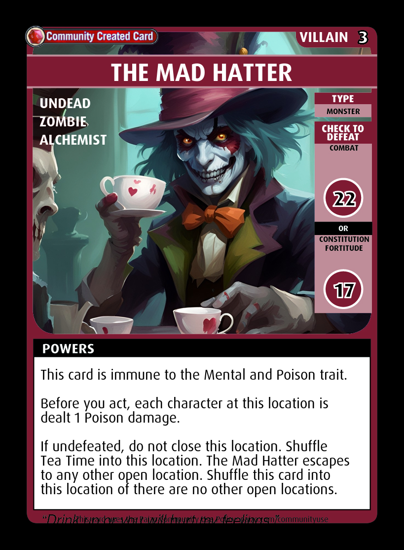 The Mad Hatter - Custom Card - Paizo | Pathfinder Adventure Card Game ...