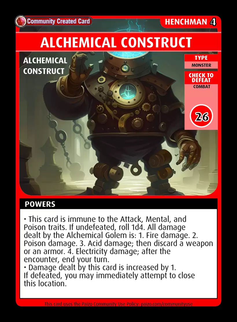 Alchemical Construct - Custom Card - Paizo | Pathfinder Adventure Card ...