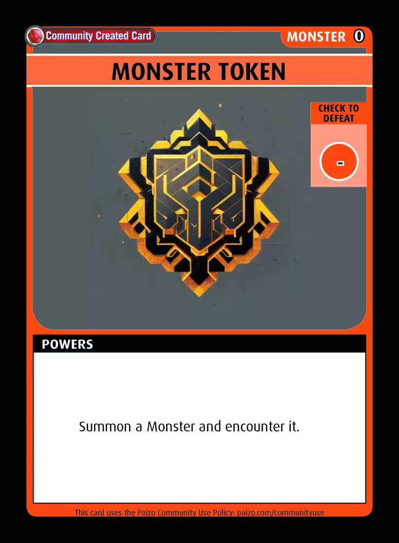 Monster Token - Custom Card - Paizo | Pathfinder Adventure Card Game ...