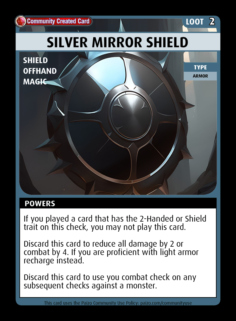 Silver Mirror Shield - Custom Card - Paizo | Pathfinder Adventure Card ...