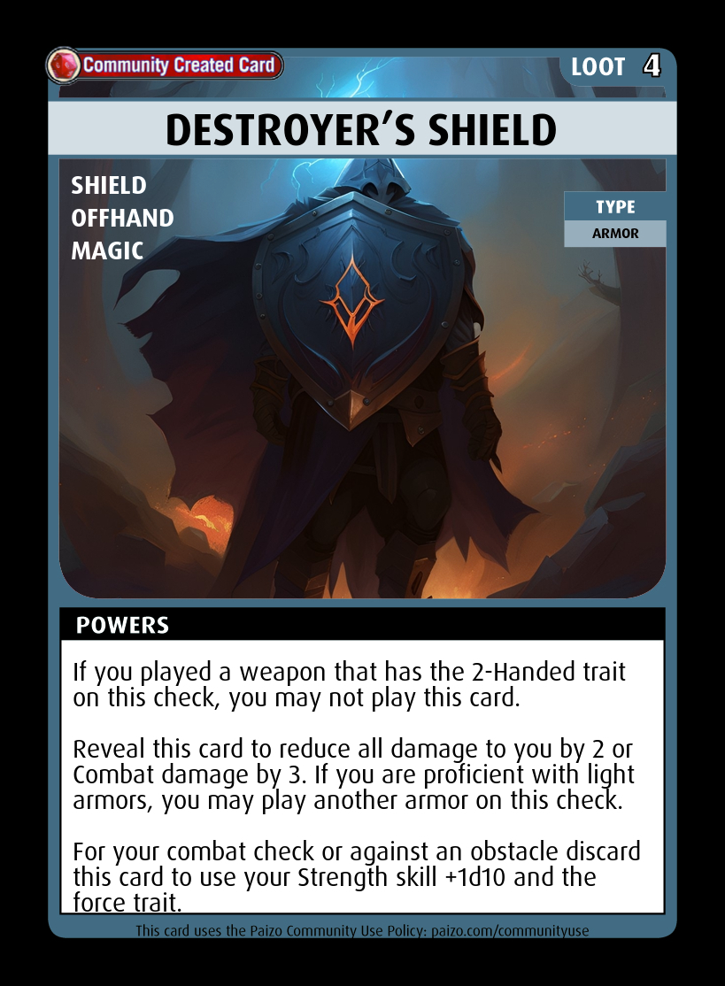 Destroyer’s Shield - Custom Card - Paizo | Pathfinder Adventure Card ...