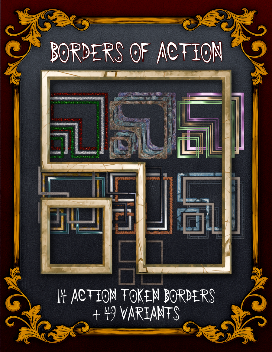 Borders Of Action - 63 Action symbol themed token borders plus alpha ...