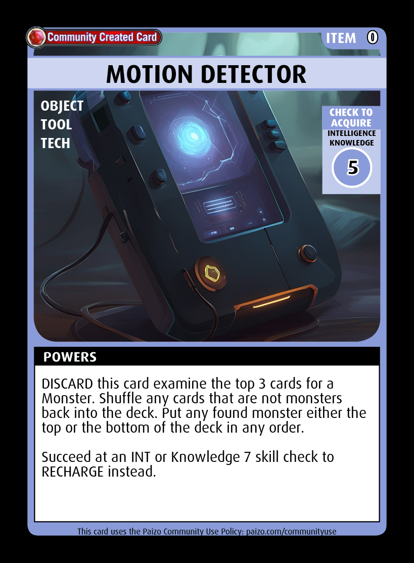Motion Detector - Custom Card - Paizo | Pathfinder Adventure Card Game ...