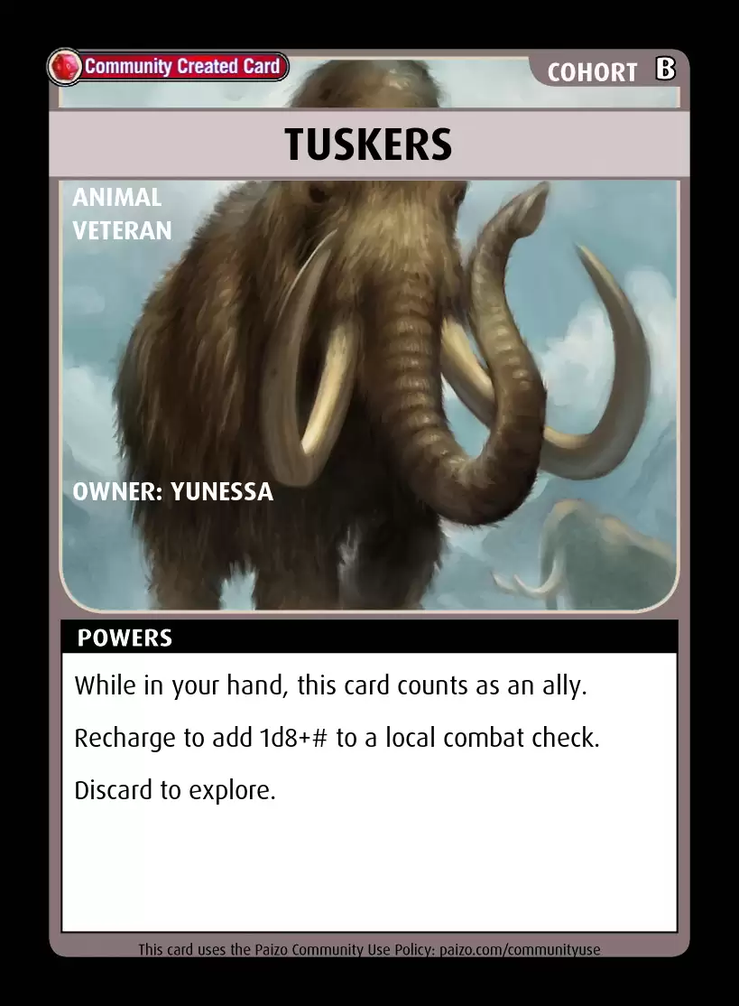 Tuskers - Custom Card - Paizo | Pathfinder Adventure Card Game Community Cards | DriveThruRPG