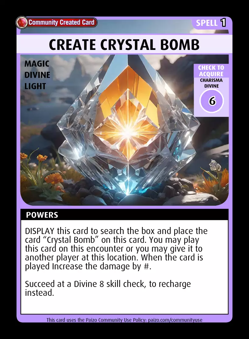 Create Crystal Bomb - Custom Card - Paizo | Pathfinder Adventure Card ...