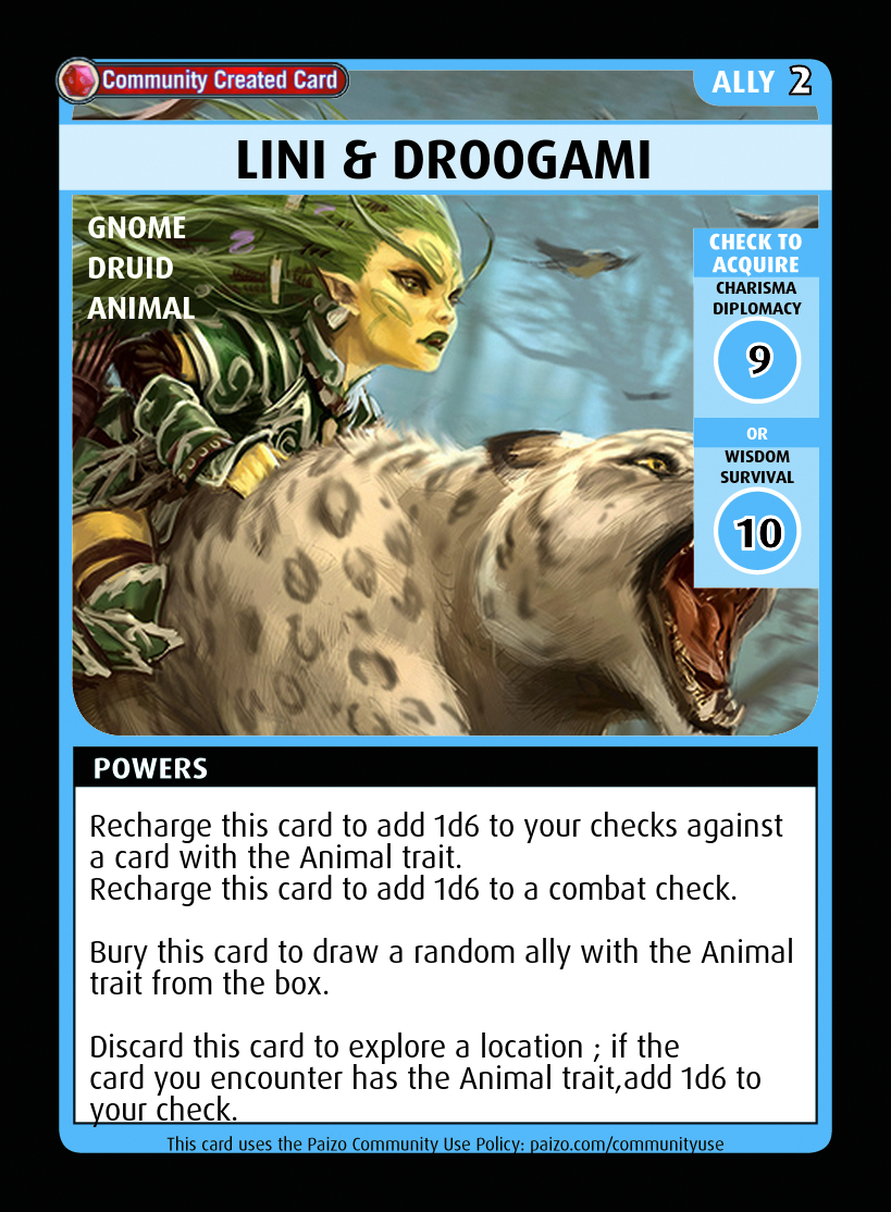 Lini & Droogami - Custom Card - Paizo | Pathfinder Adventure Card Game ...