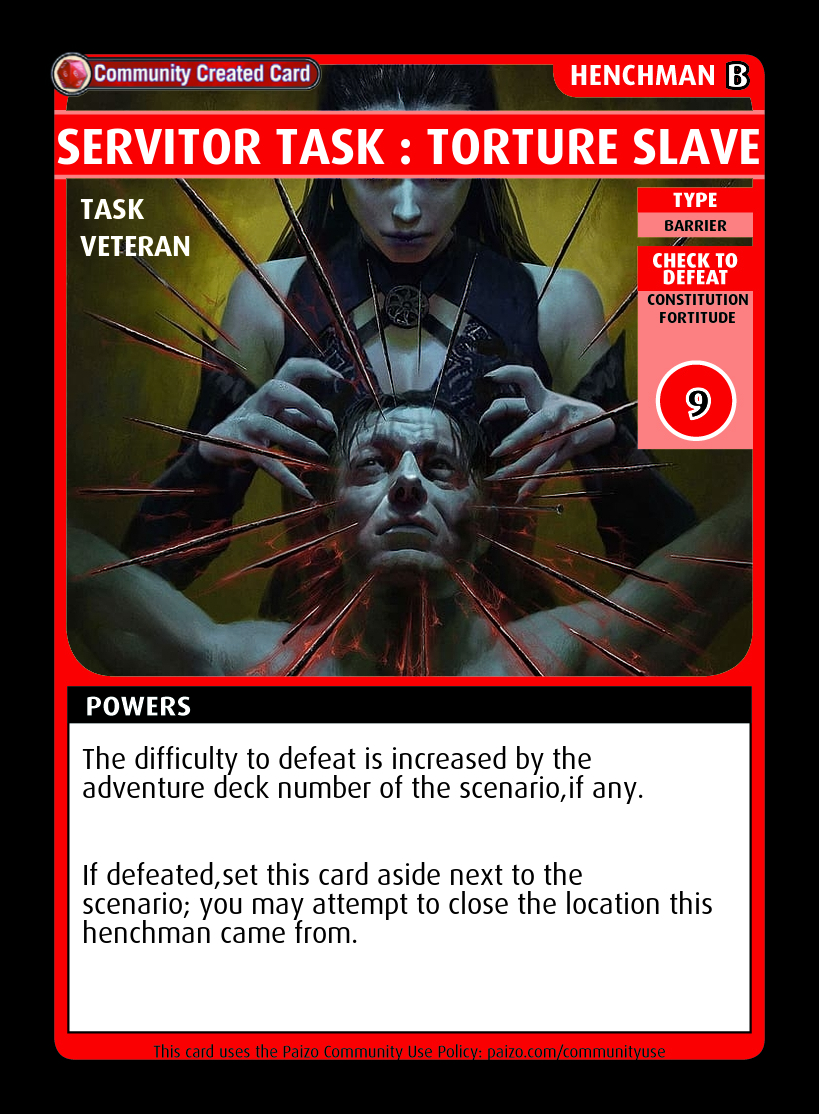 Servitor Task : Torture Slave - Custom Card - Paizo | Pathfinder ...