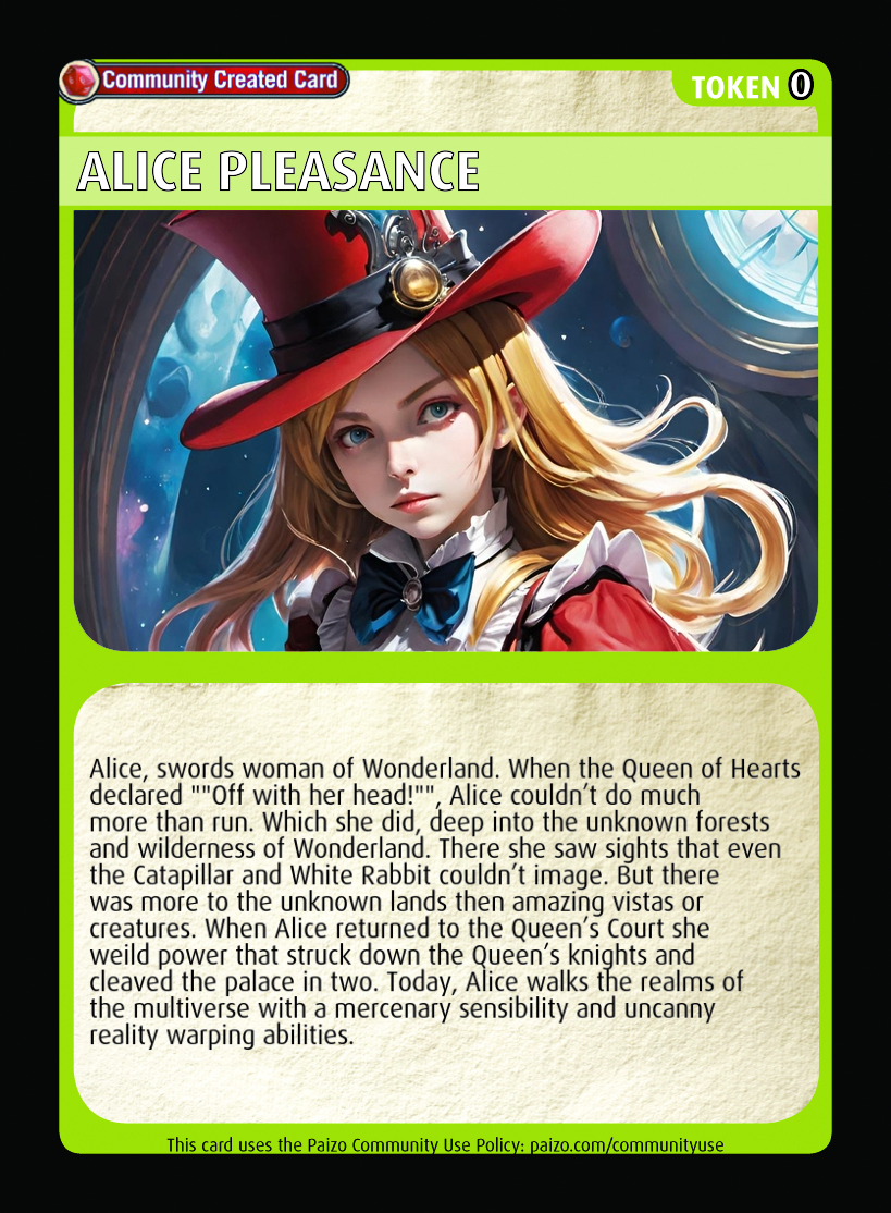 Alice Pleasance - Custom Card - Paizo | Pathfinder Adventure Card Game ...