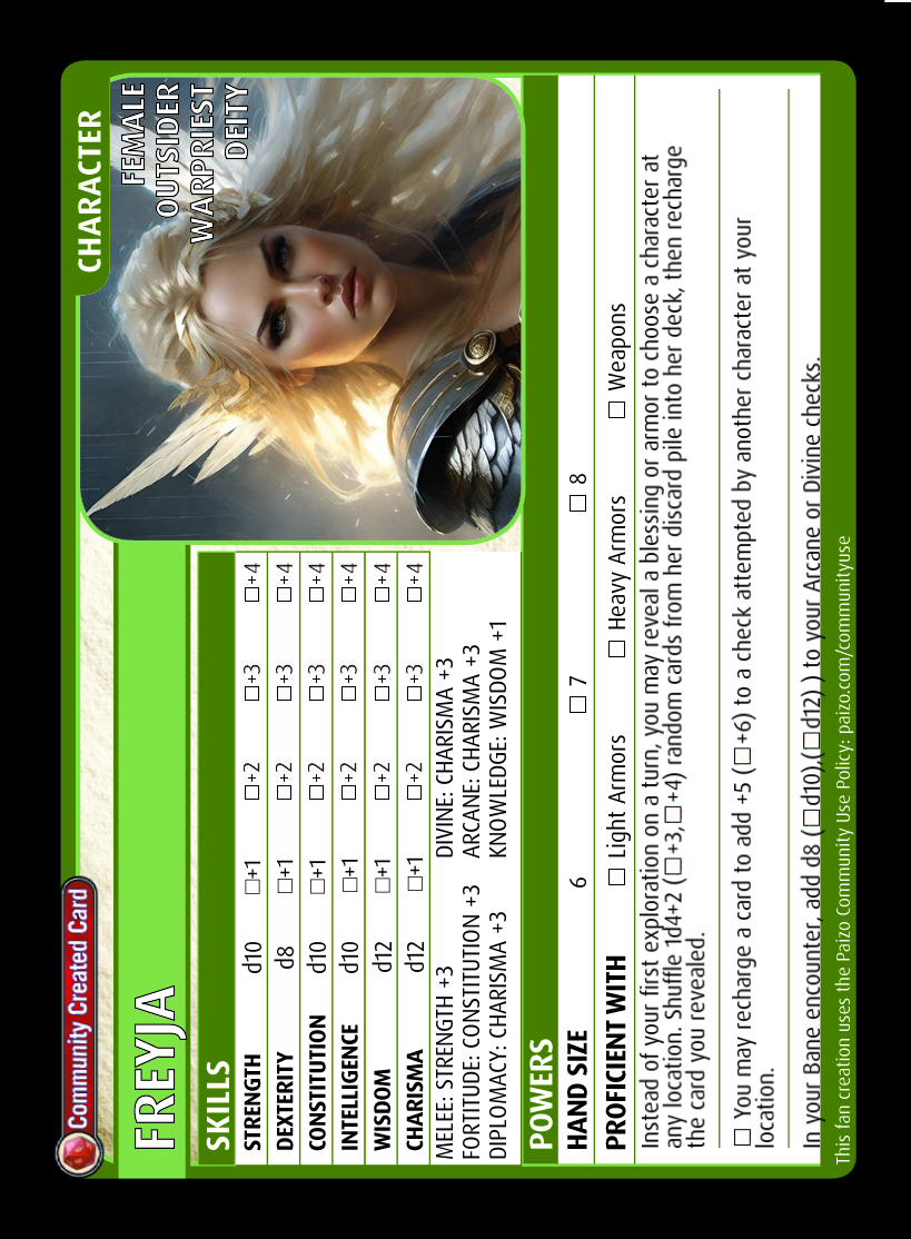 Freyja - Custom Card - Paizo | Pathfinder Adventure Card Game Community ...