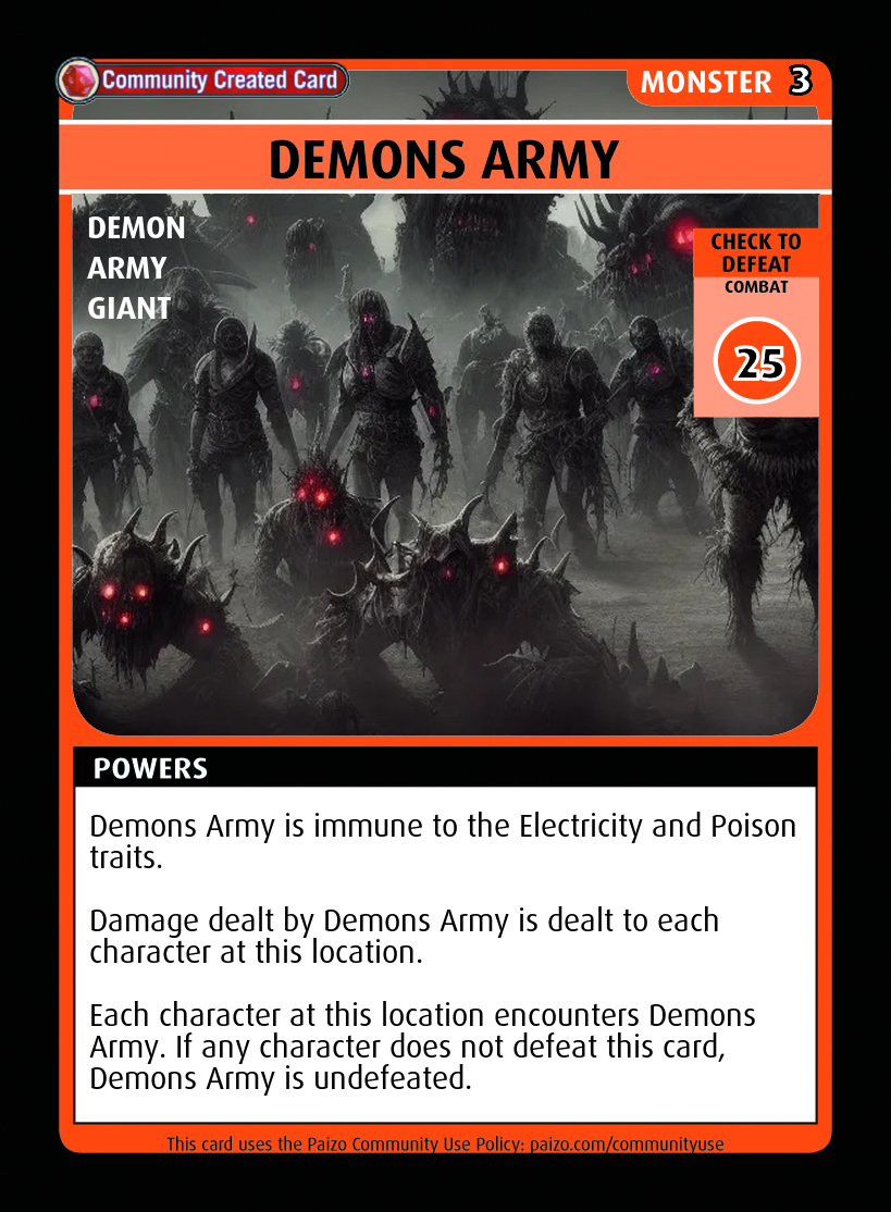 Demons Army - Custom Card - Paizo | Pathfinder Adventure Card Game ...