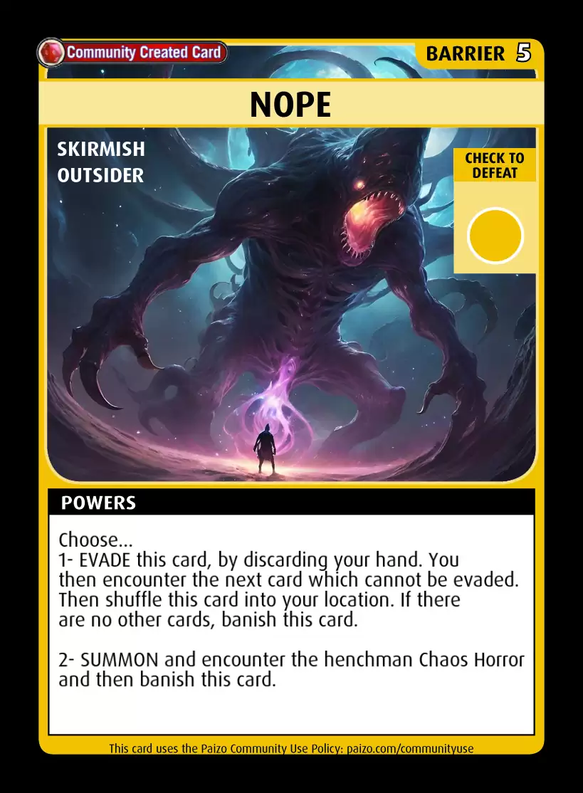 Nope - Custom Card - Paizo | Pathfinder Adventure Card Game Community Cards | DriveThruRPG